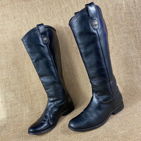 Frye | Shoes | Frye Riding Boots Melissa Black Tall Leather Size 55b ...